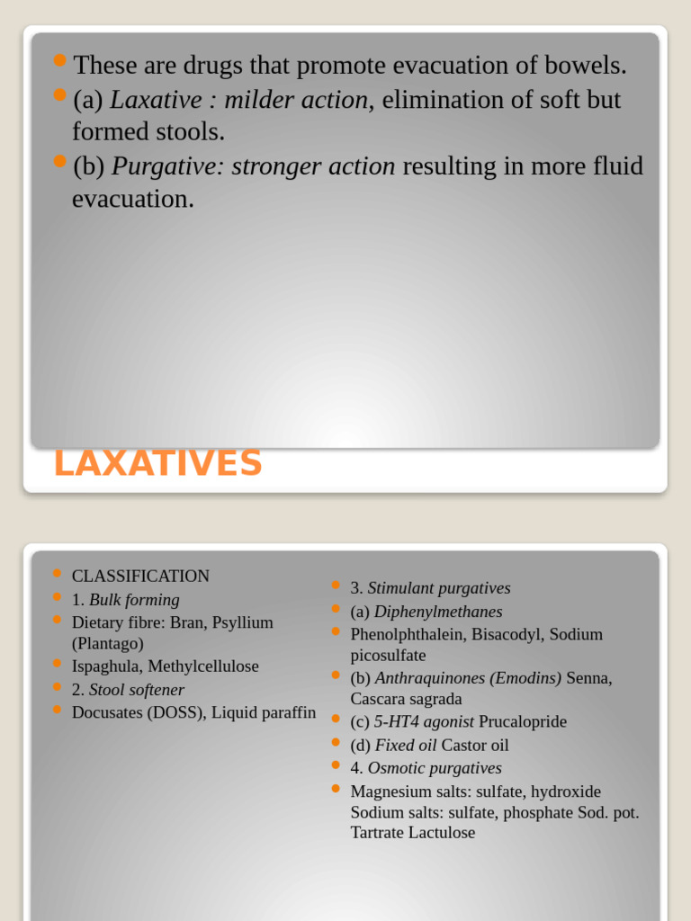 Laxative and Purgative USE OF PURGATIVES | PDF