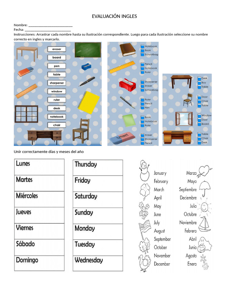 Evaluación Ingles | PDF