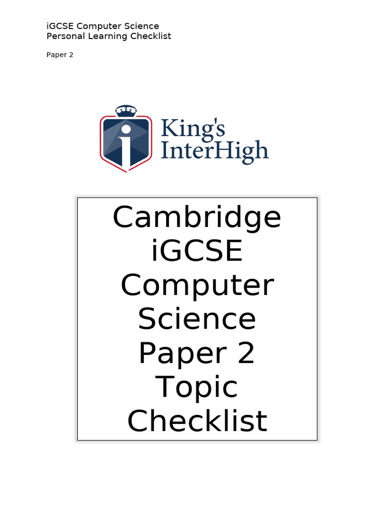 PAPER 2 FULL CHECKLIST (1) | PDF | Databases | Parameter (Computer Programming)