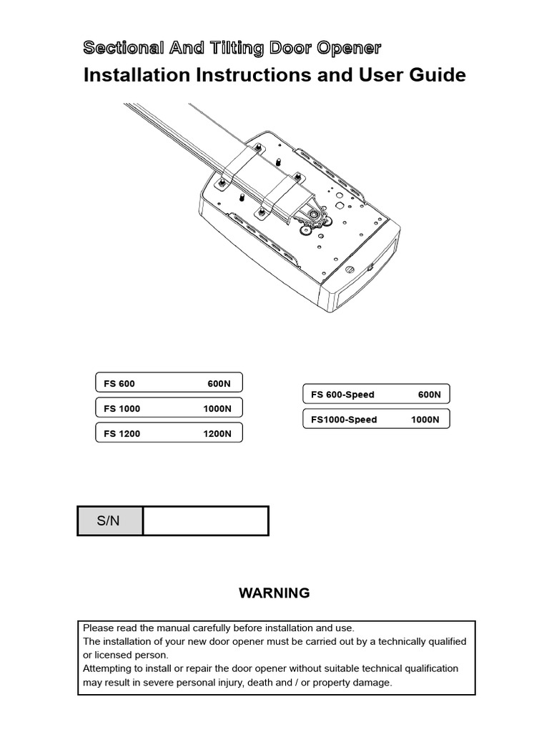 Garage Door Opener Installation Guide | PDF