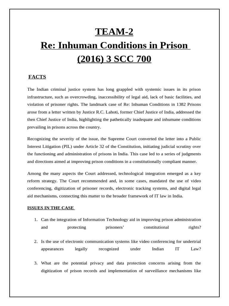 Re - Inhuman Conditions in Prison | PDF | Privacy | Prison