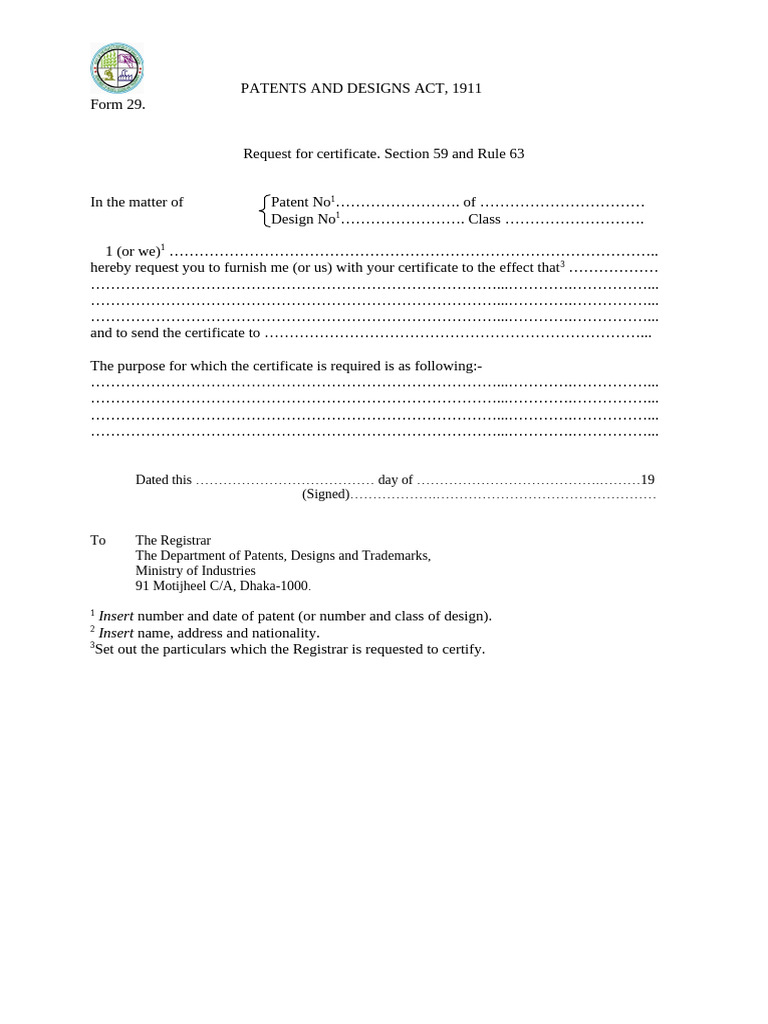 FORM 29 | PDF