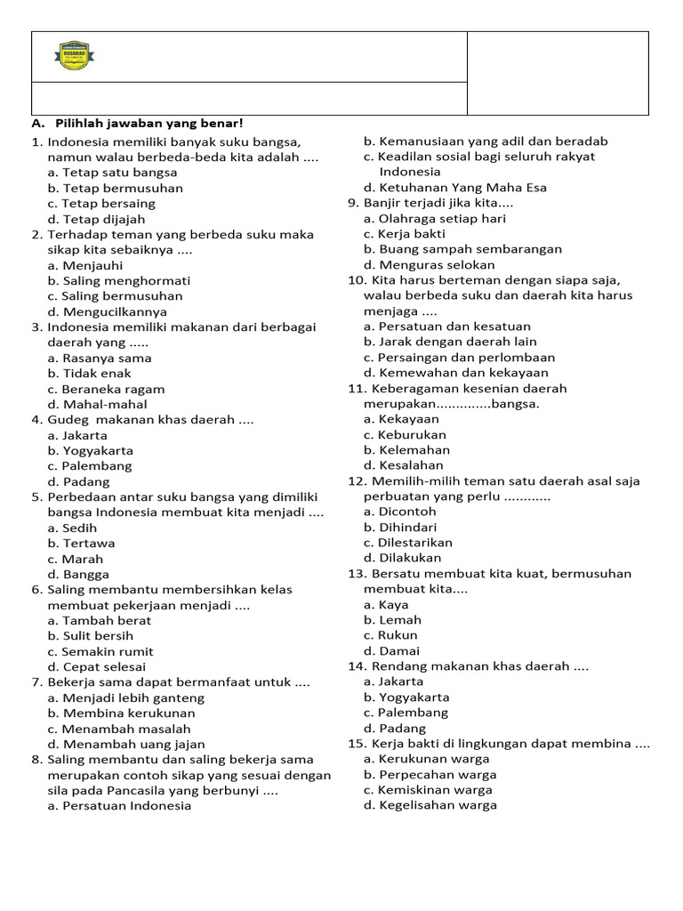 Evaluasi PKN Tema 5 | PDF