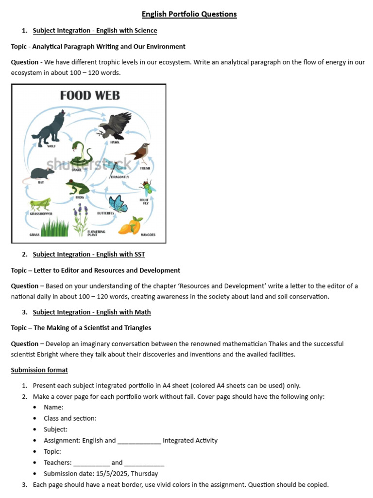 English Integrated Portfolio Guidelines | PDF