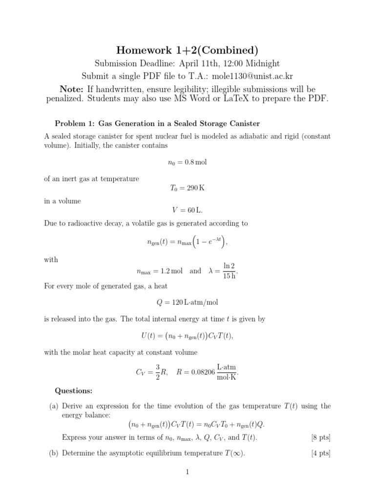 NuChem - Homework - 1 2 - Problem | PDF | Gases | Diffusion
