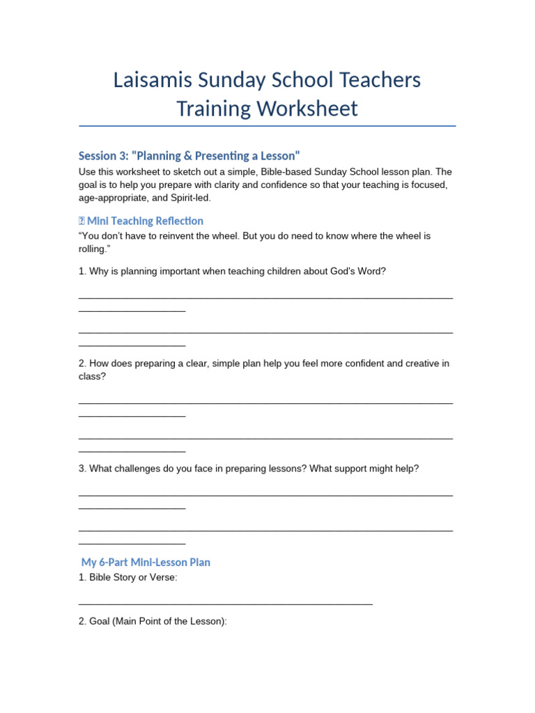 Session3 Lesson Planning Worksheet | PDF