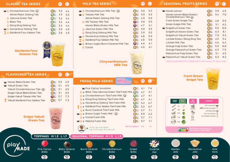 Boba and Tea Menu Options | PDF | Tea | Leaf