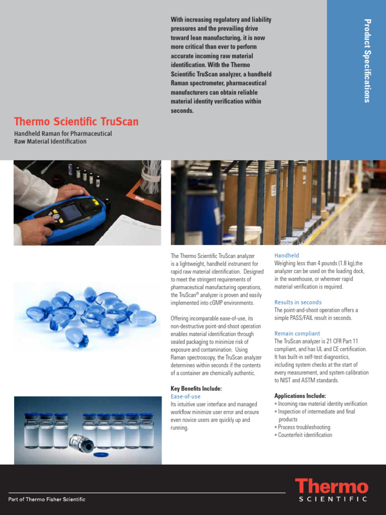 Truscan Specifications Spec Sheet | PDF | Raman Spectroscopy | Laser