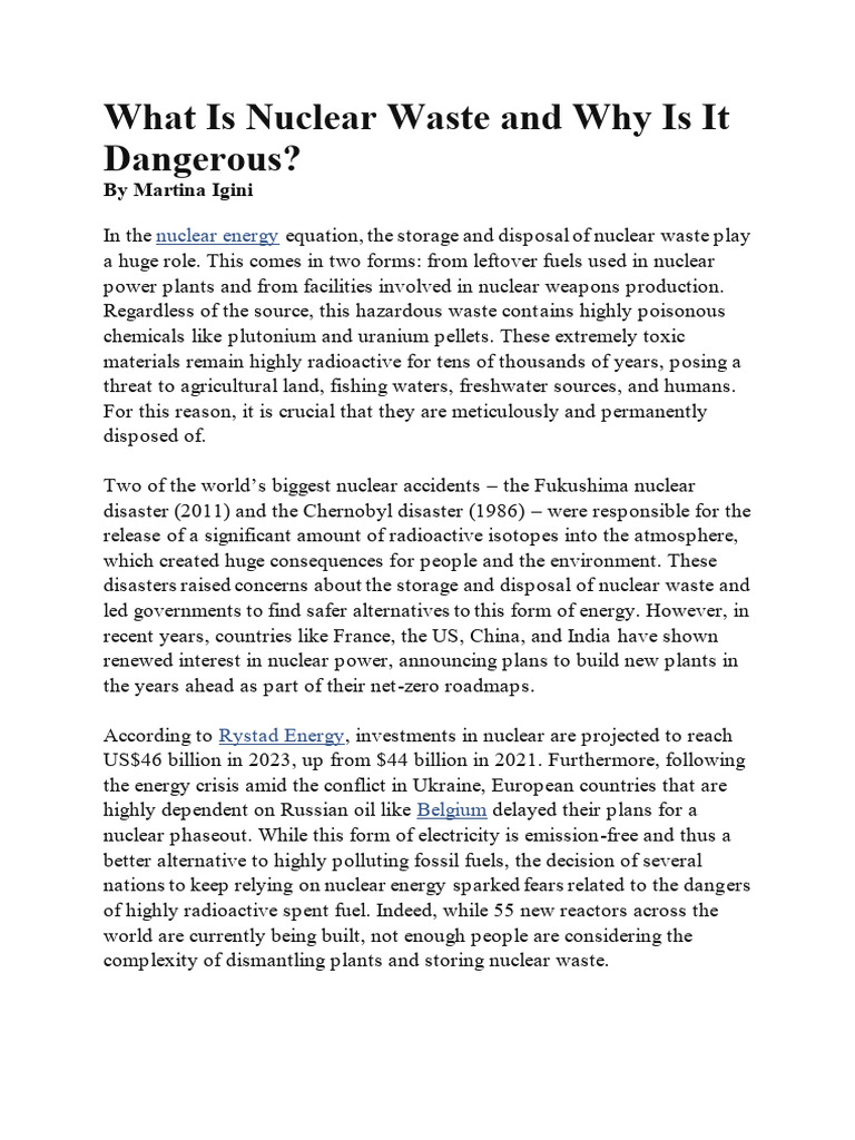 What Is Nuclear Waste and Why Is It Dangerous | PDF | Radioactive Waste | Nuclear Power