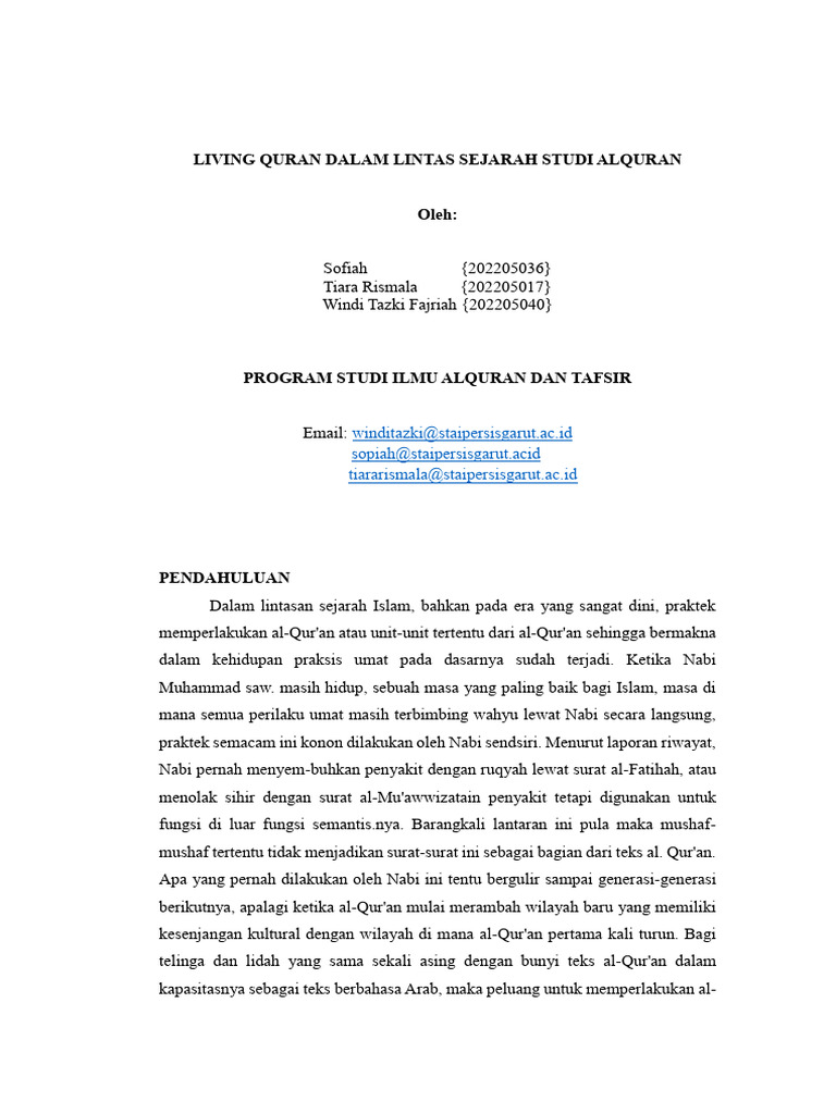 Arti dan Praktik Living Quran | PDF