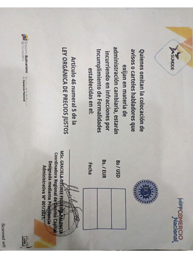 Formato para La Colocacion de La Tasa BCV | PDF