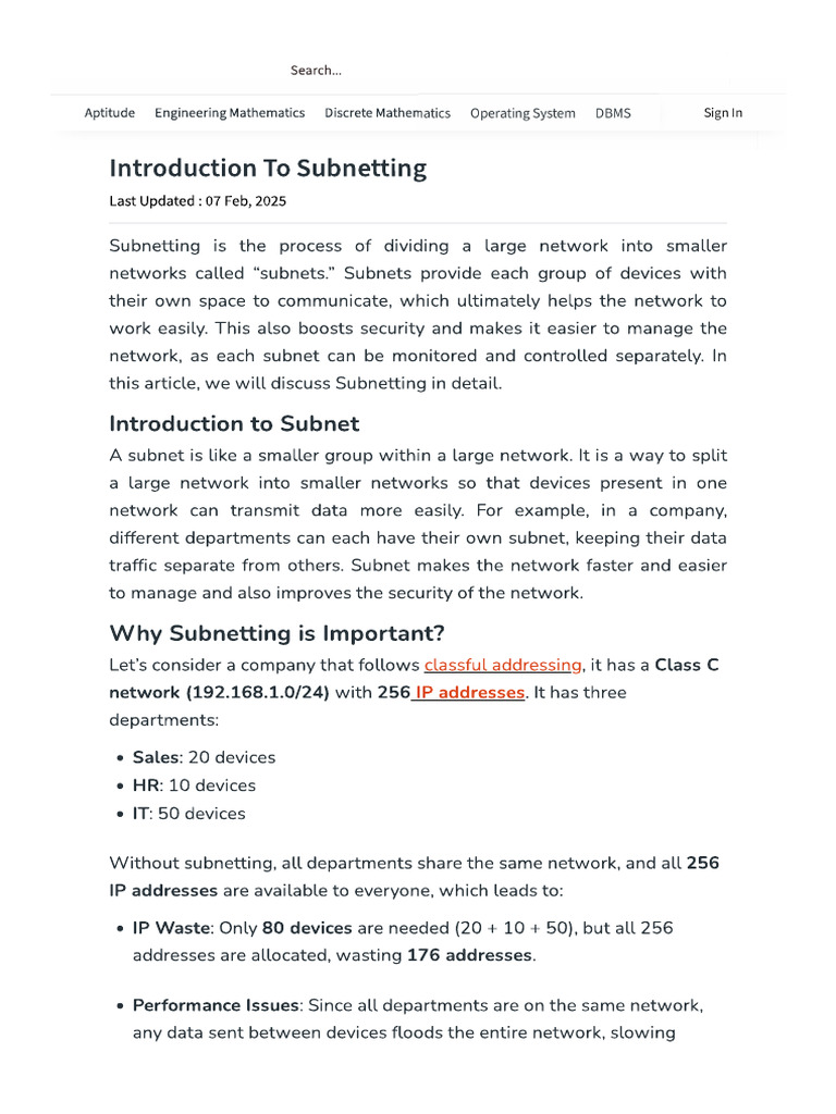 Sub Netting | PDF