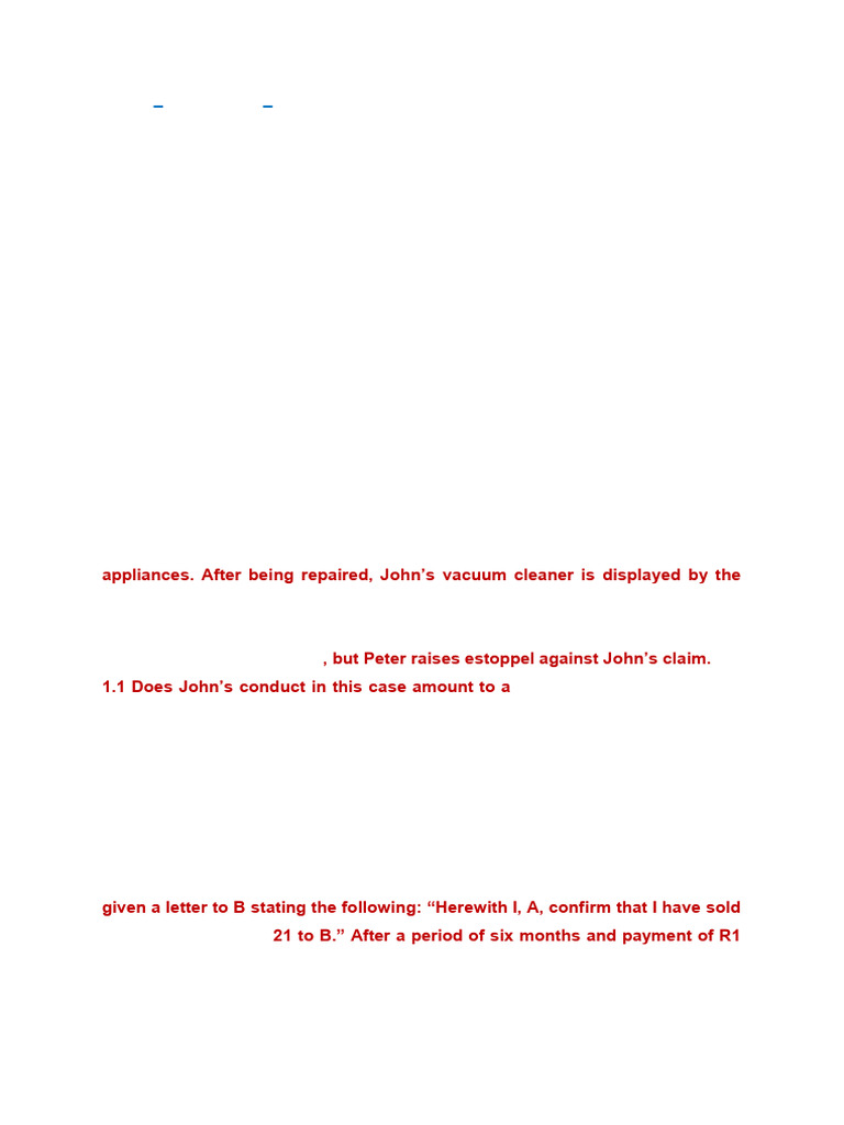 Pvl3704 Estoppel Exam Notes Pdf Estoppel Misrepresentation