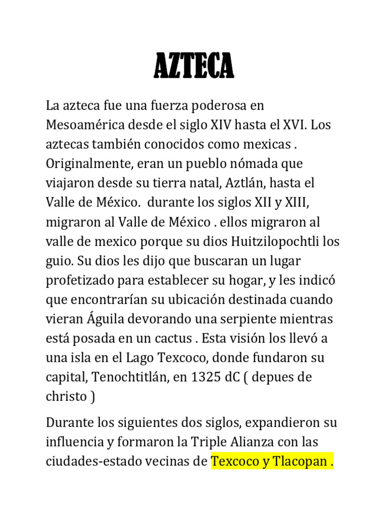 Historia y Cultura del Imperio Azteca | PDF | Mesoamérica | Conquistador