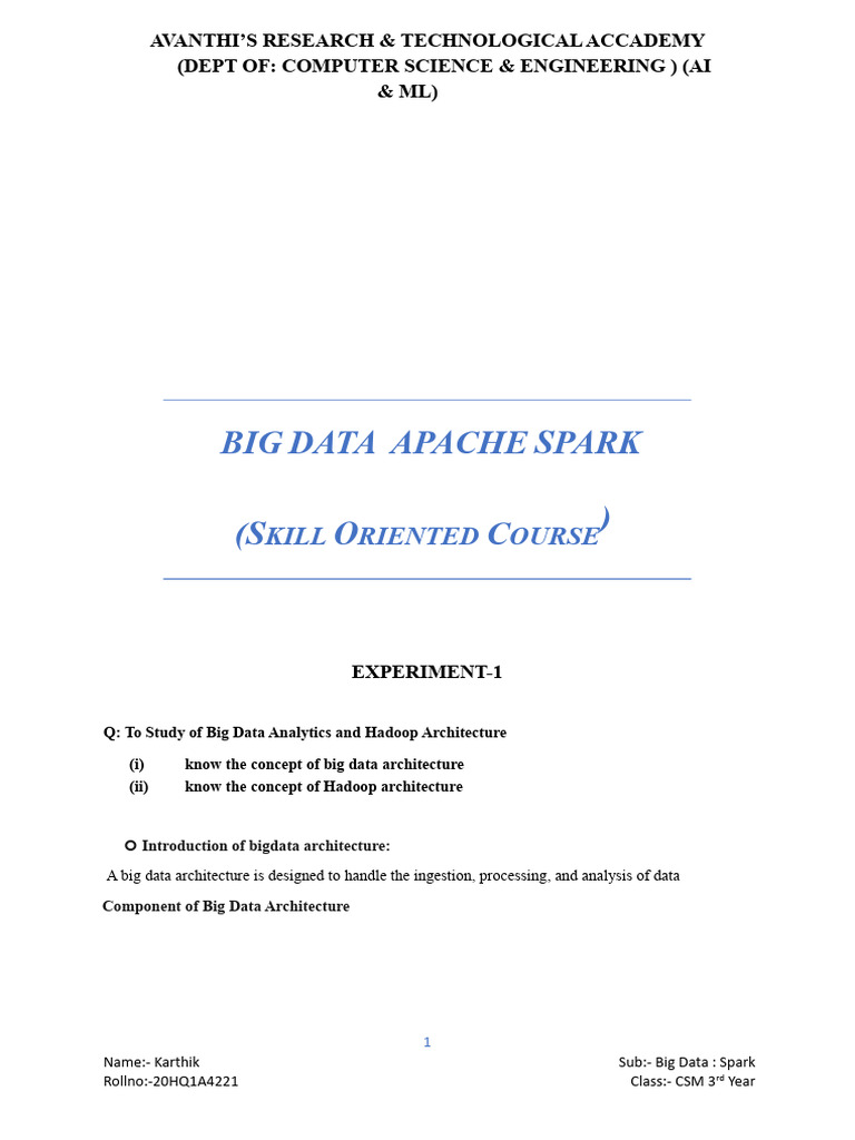 Big Data Apache Spark123 | PDF | Apache Hadoop | Map Reduce