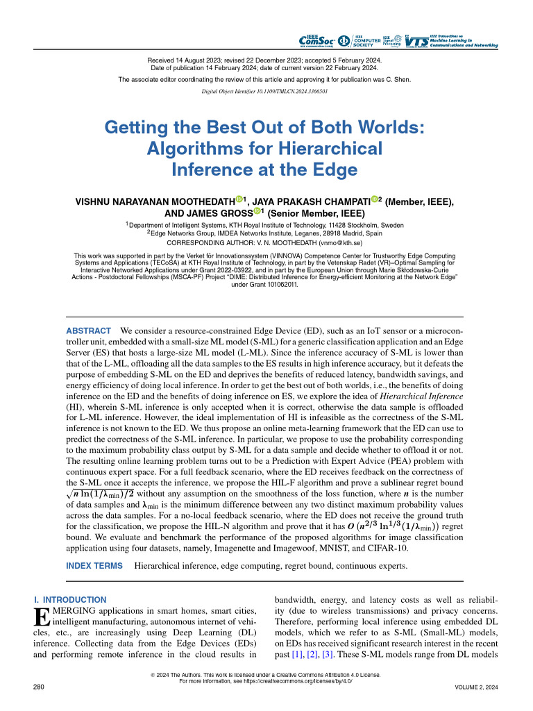 Getting The Best Out of Both Worlds Algorithms For Hierarchical Inference at The Edge | PDF ...