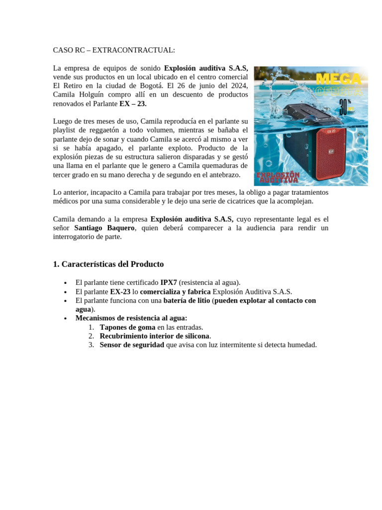 Caso Ejercicio de Interrogatorio de Parte - SANTIAGO | PDF | Altoparlante