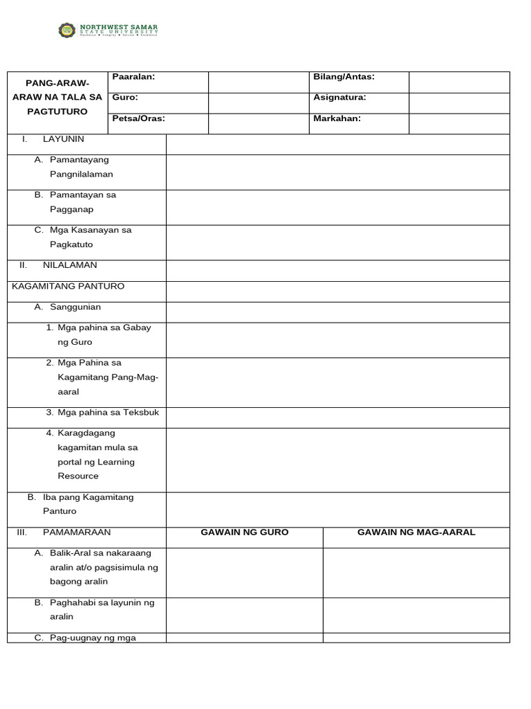 Filipino Lesson Plan Template | PDF