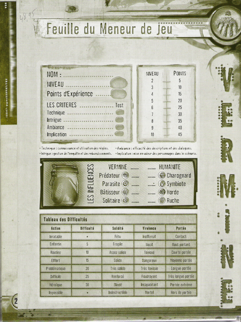 Fiche de MJ de jeux | PDF