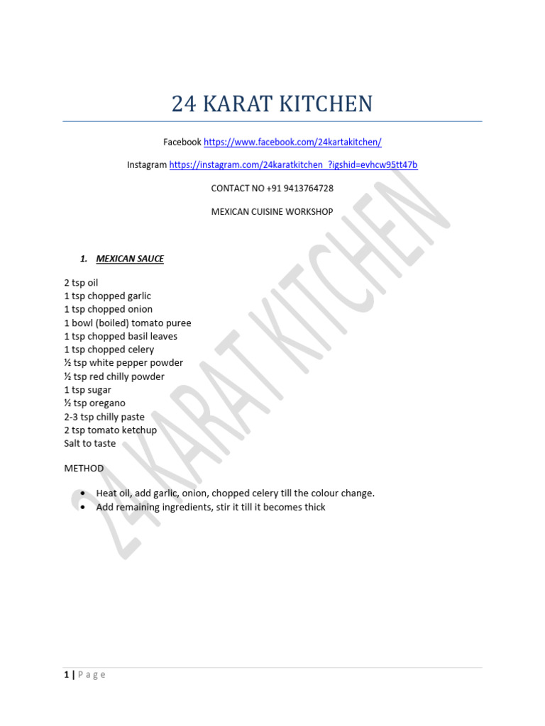 24 Karat Kitchen Mexican | PDF | Mexican Cuisine | Chili Pepper