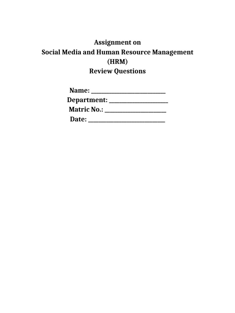 Assignment Social Media HRM Cover | PDF | Social Media | Popular ...