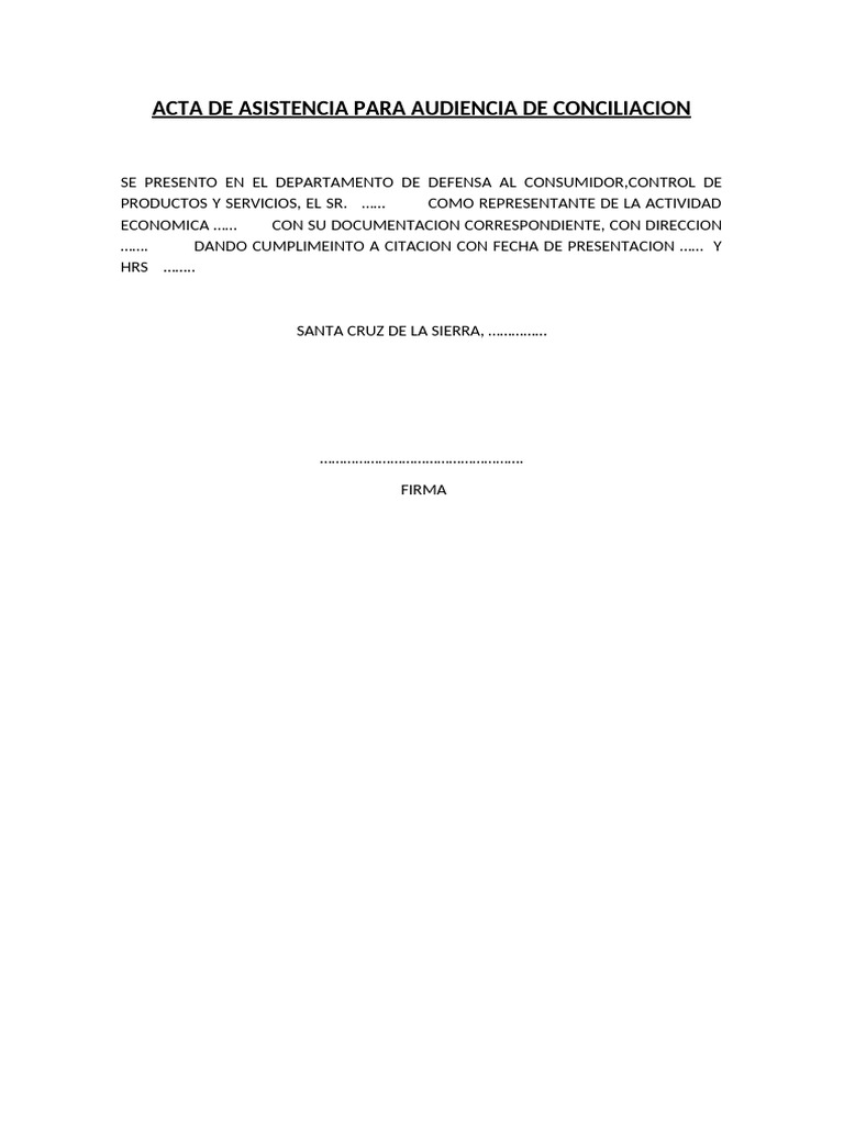 Acta de Asistencia para Audiencia de Conciliacion | PDF