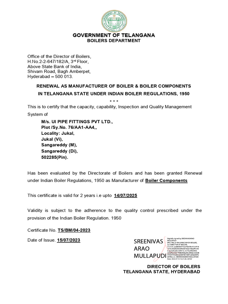 UI IBR Approval - Certificate | PDF