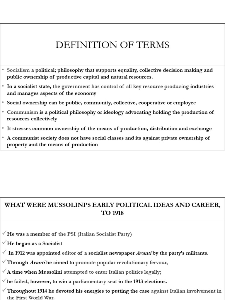 Mussolini Early Beliefs | PDF | Fascism | Benito Mussolini