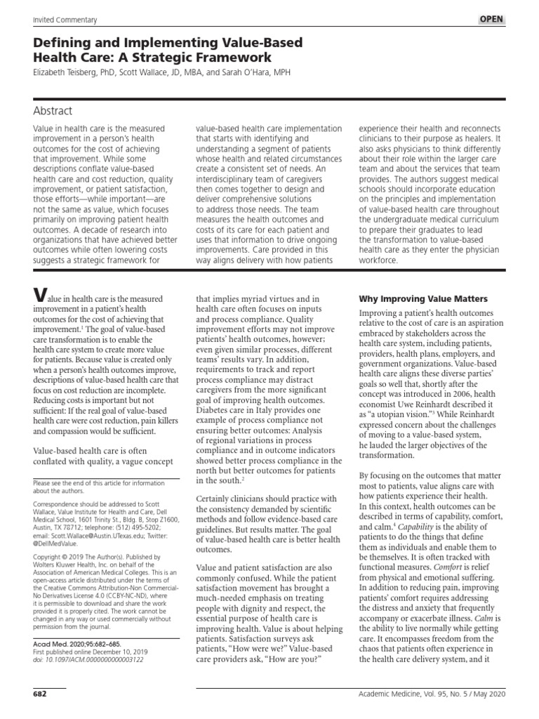 Understanding Value-Based Health Care | PDF | Health Care | Caregiver