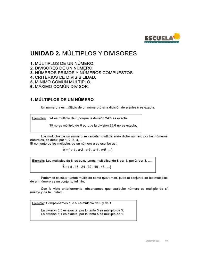Múltiplos y Divisores 2 | PDF