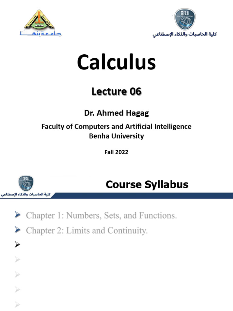 BU FCAI Calculus Lec06 1 | PDF | Derivative | Slope