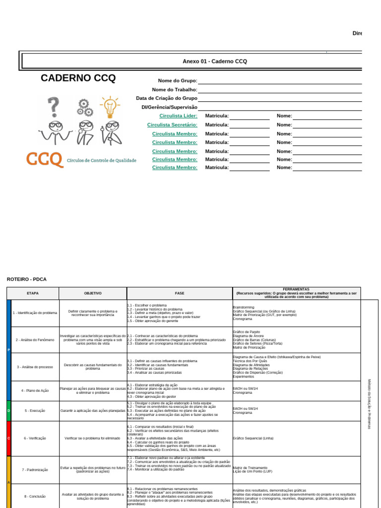 Anexo 1 - Caderno de CCQ | PDF | Tempo | Debate
