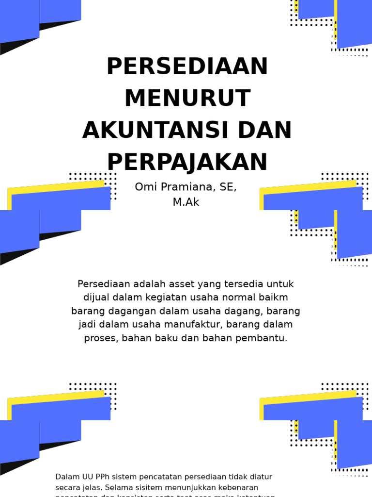 Persediaan Menurut Akuntansi Dan Perpajakan | PDF