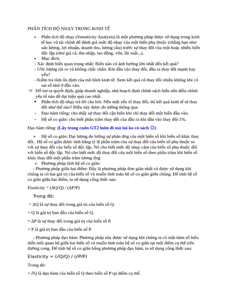 Phan Tich Do Nhay Kinh Te | PDF