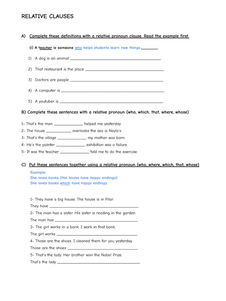 Relative Clauses Practice | PDF