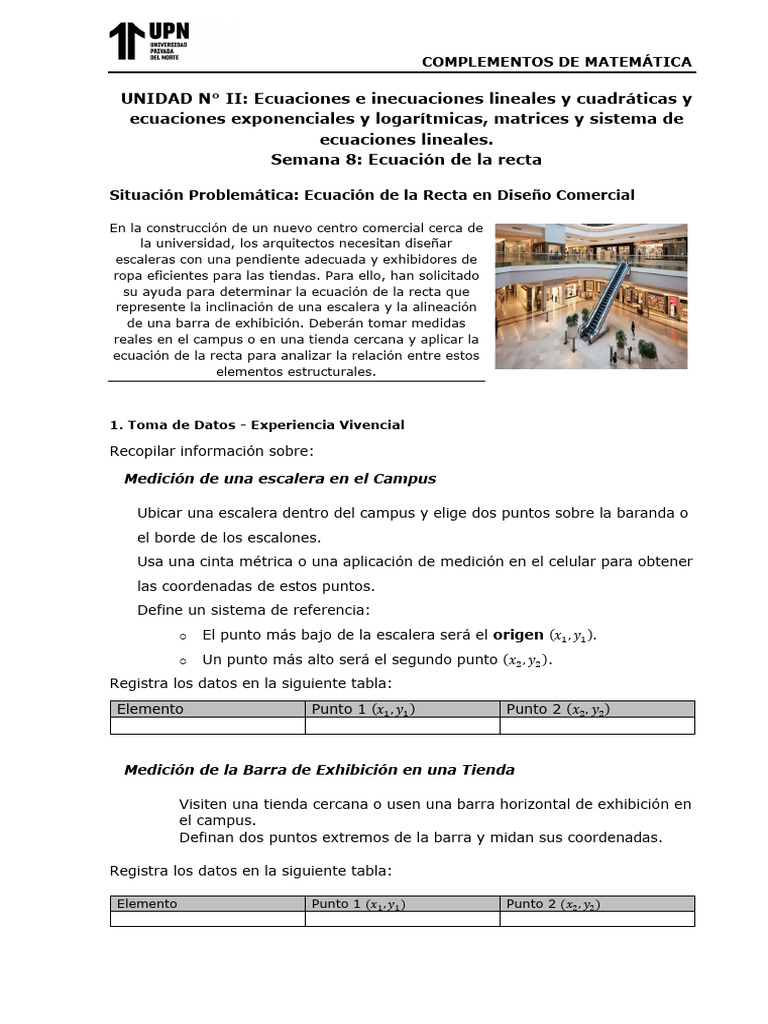 Situacio%CC%81n Problema%CC%81tica_Semana 8 | PDF | Pendiente | Ecuaciones