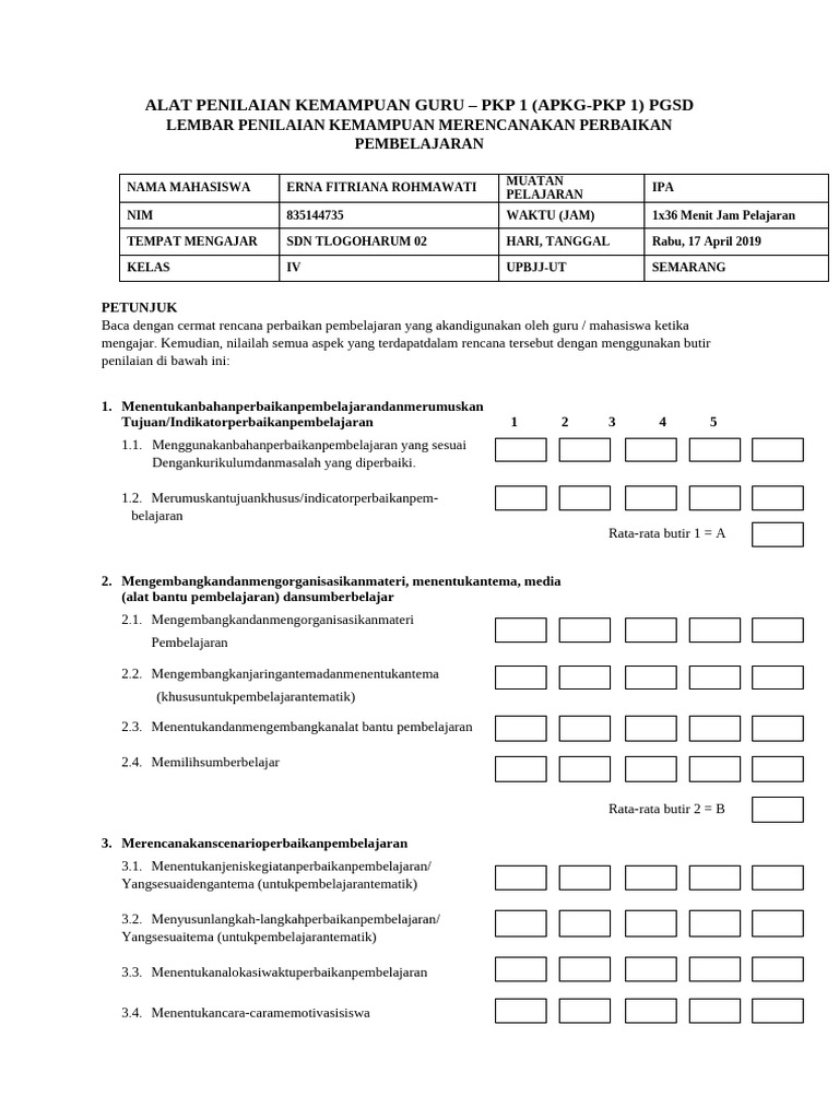 APKG Penilai 1 SIKLUS I | PDF