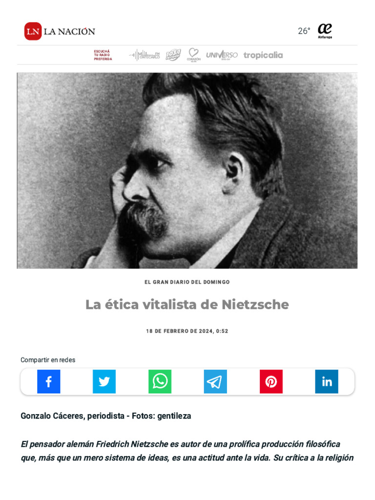 La Nación _ La ética vitalista de Nietzsche | PDF | Friedrich Nietzsche | Moralidad