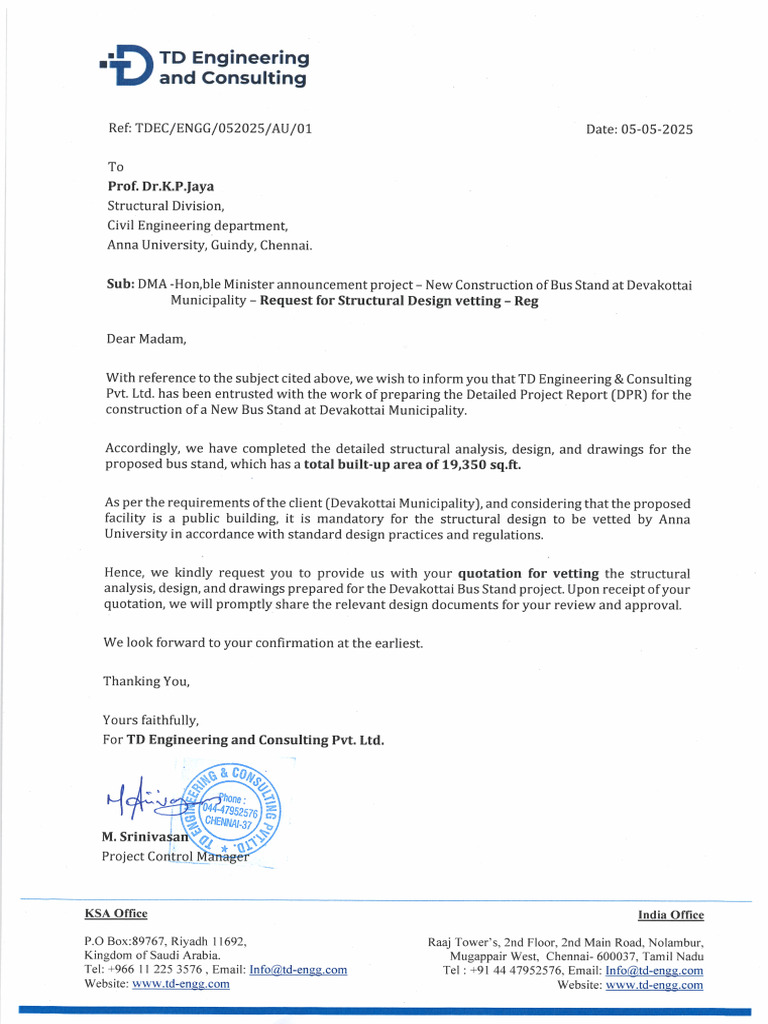 Request For Quotation For Structural Design Vetting | PDF