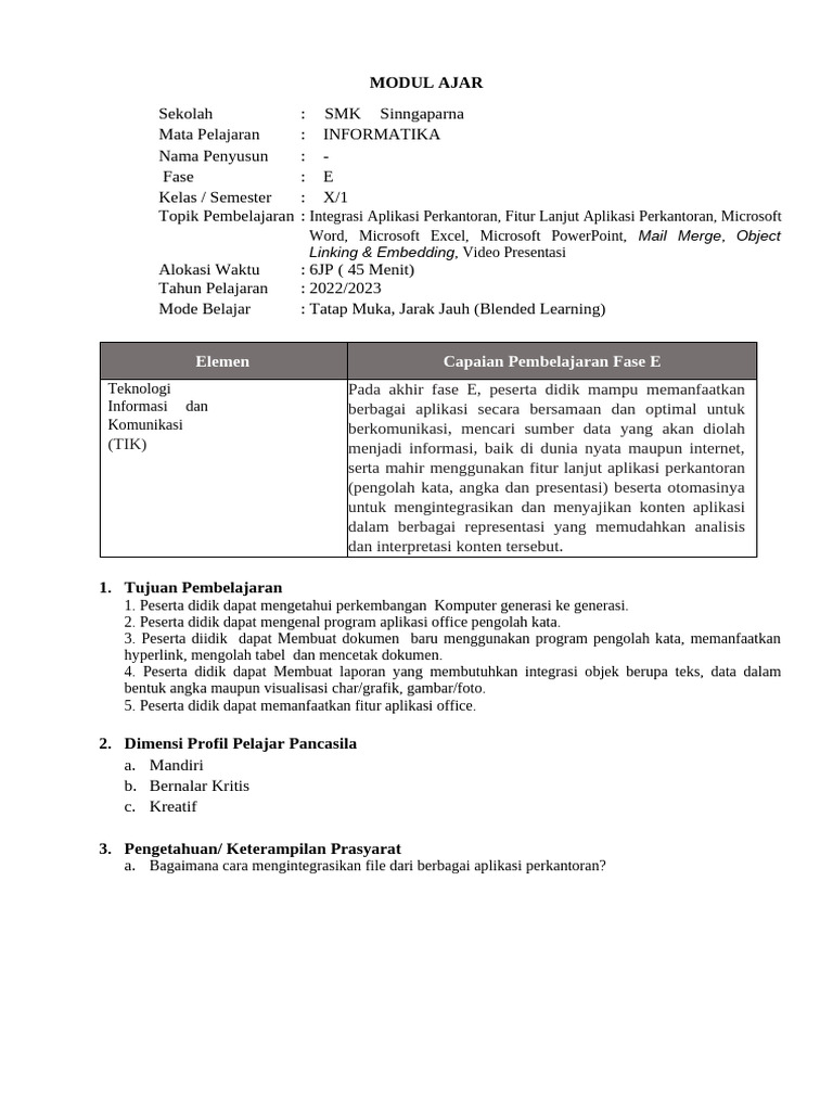 Modul Ajar Informatika - TIK (Teknologi Informasi dan Kounikasi) - Copy ...