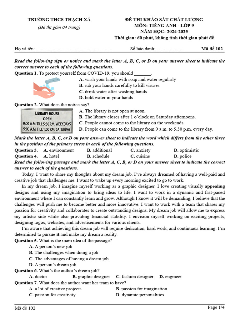 2425 KS - THCS TH CH Xá | PDF | Healthy Diet