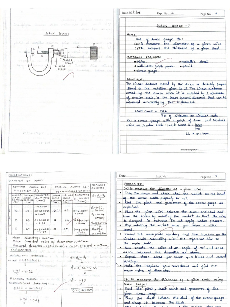 Expt 2 SCREW GAUGE | PDF