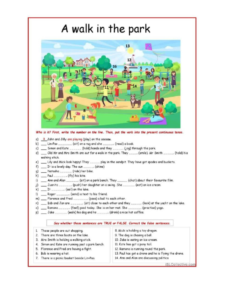 Present continuous reading | PDF