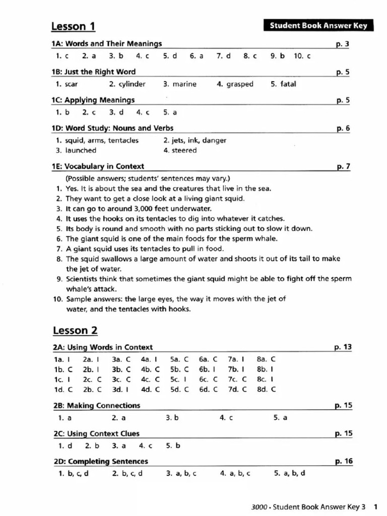 Wordly Wise 3000 Book 3 Answer Key | PDF