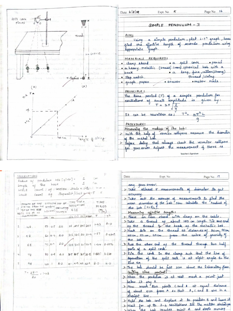 Expt 4 SIMPLE PENDULUM | PDF