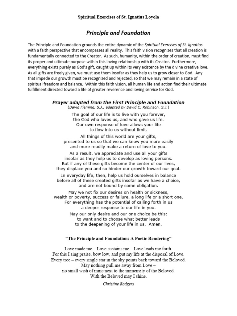 Principle and Foundation of Ignatian Spirituality | PDF | Love ...
