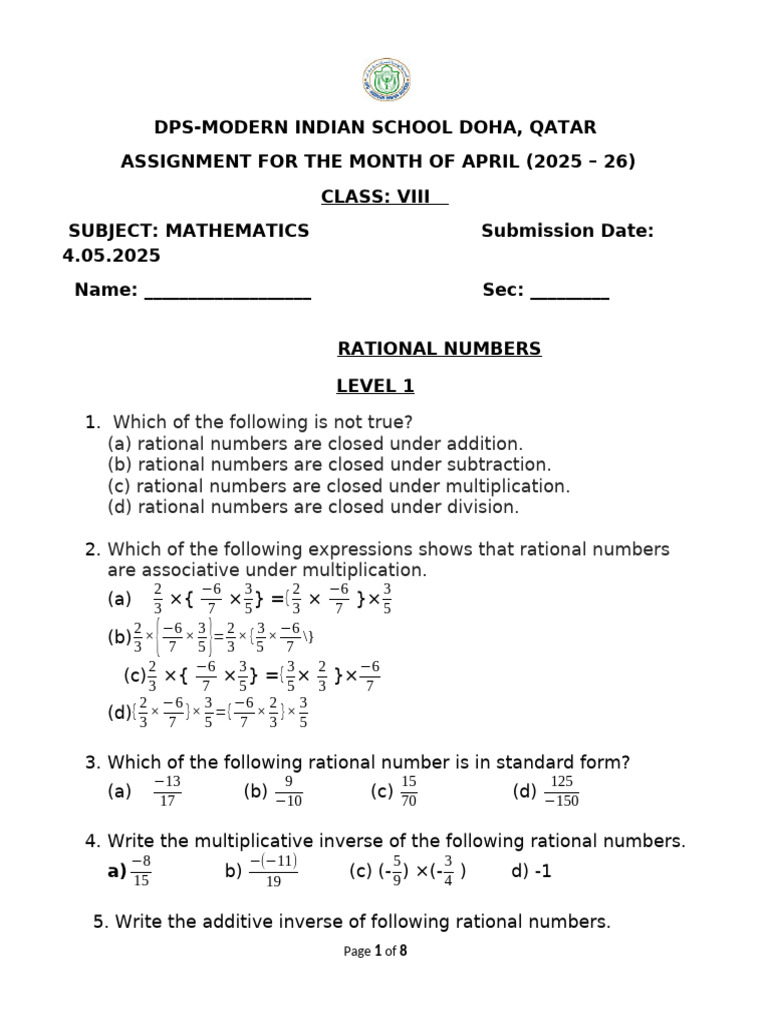 GRADE 8 MATHEMATICS ASSIGNMENT APRIL 2025 | PDF | Equations | Arithmetic