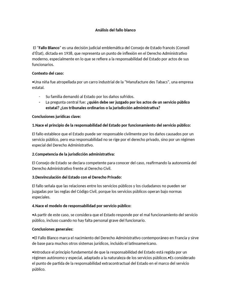 Análisis Del Fallo Blanco | PDF | Ley administrativa | Estado (política)