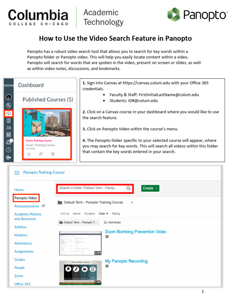Using The Panopto Video Search | PDF