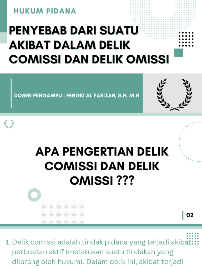 Delik Comissi dan Omissi dalam Hukum | PDF